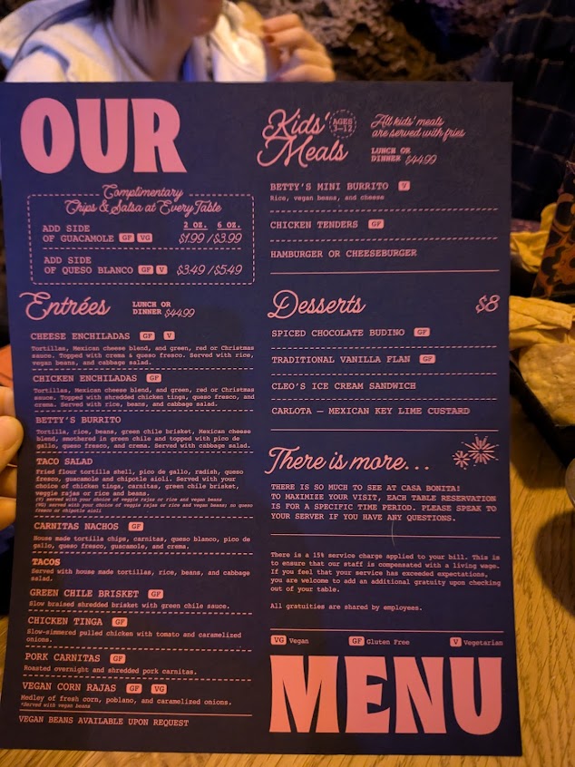 Casa Bonita Menu – Mexican Food, Entertainment & Dining Experience in ...