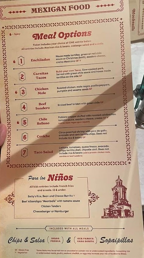 Casa Bonita Menu – Mexican Food, Entertainment & Dining Experience in ...